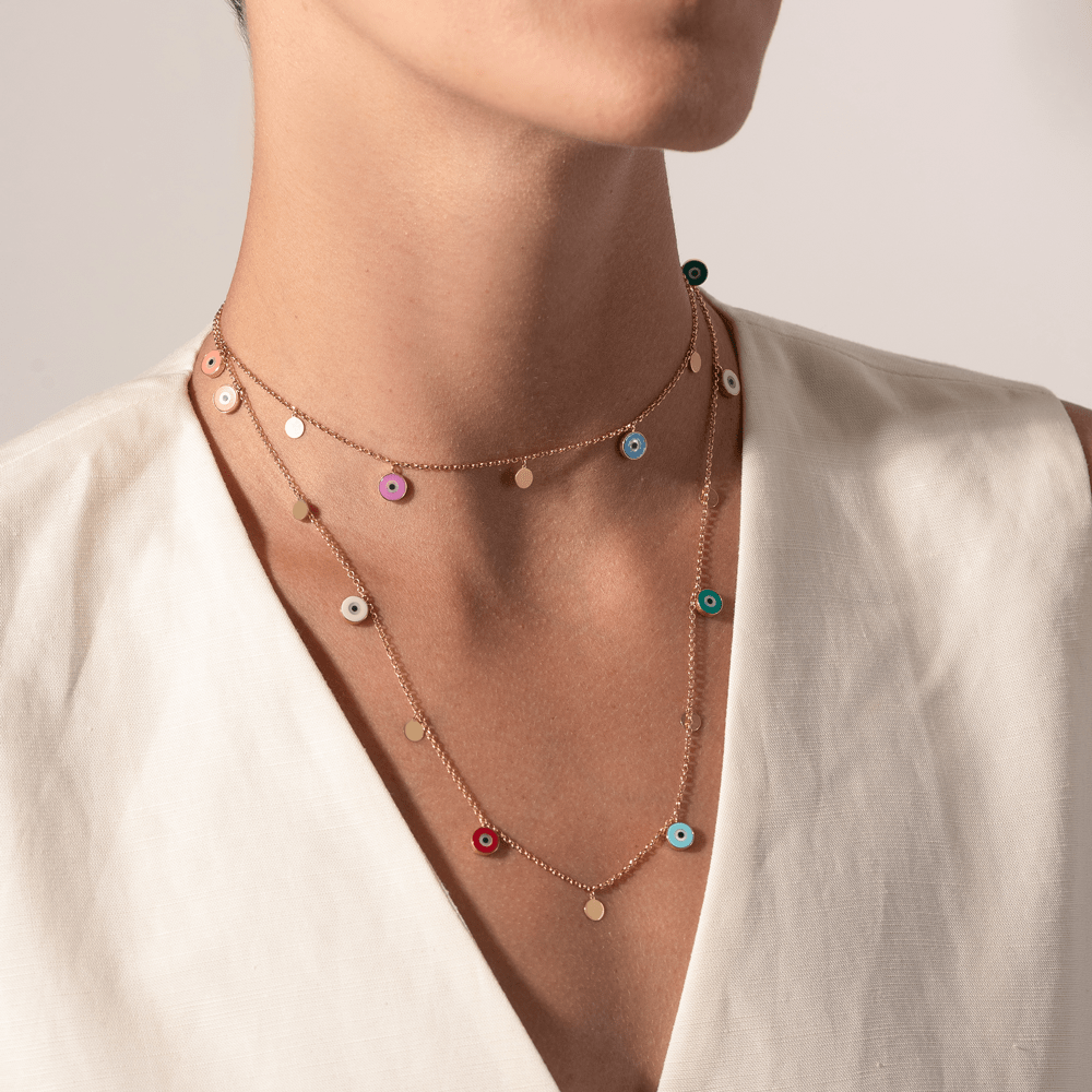 Colar Longo Dots Mini Olhos Rainbow Ju Bochner Stay Gold Jubochner